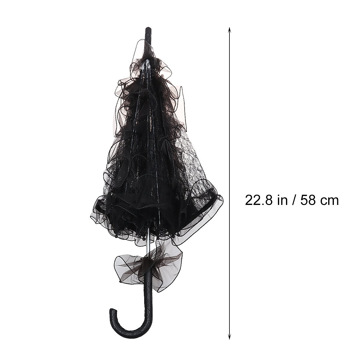 LUOEM Wedding Lace Parasol Umbrella Wedding Bride Umbrella Black Umbrella Photo Prop for Wedding Bridal Decoration - Size Small