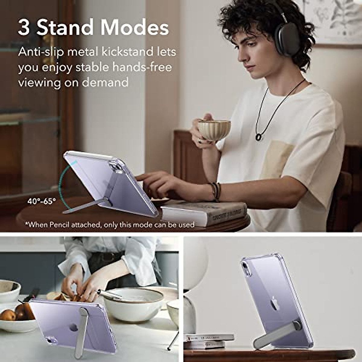 ESR for iPad Mini 6 Case, iPad Mini 6th Generation Case with Stand(8.3 inch, 2021), 3 Stand Modes, Slim and Light, Yellowing Resistant, Boost Kickstand Case, Clear