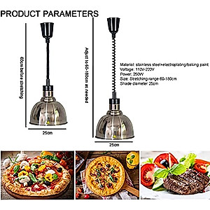 Commercial Heat Lamp Food Warmer Light Food Heat Lamp Warmer, Buffet Heating Light with Infrared Lamp Bulb 250W to Keep Food Warmer, Adjustable Height 60-180cm, Ideal for Kitchen, Restaurant and Cafet