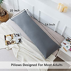 ELNIDO QUEEN Body Pillow with Pillowcase - Soft Long Bed Pillow for Adults - Breathable Full Body Pillow Insert for Sleeping, 20x54inches, Grey