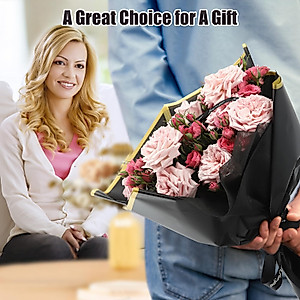 Vutim Flower Wrapping Paper, 25PCS Black Wrapping Paper, Gold Edge Waterproof Bouquet Paper, Flower Gift Wrapping Paper for Flower Shop, Wedding, Birthday Party, Handmade DIY, Anniversary