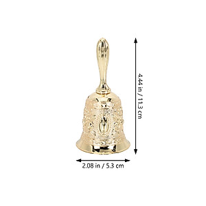 Hand Bell Call Bell Brass Wedding Bell Temple Bell Alarm Bell Decorative Bell Restaurant Decorative Craft for Adults Church Bar Classroom, Golden