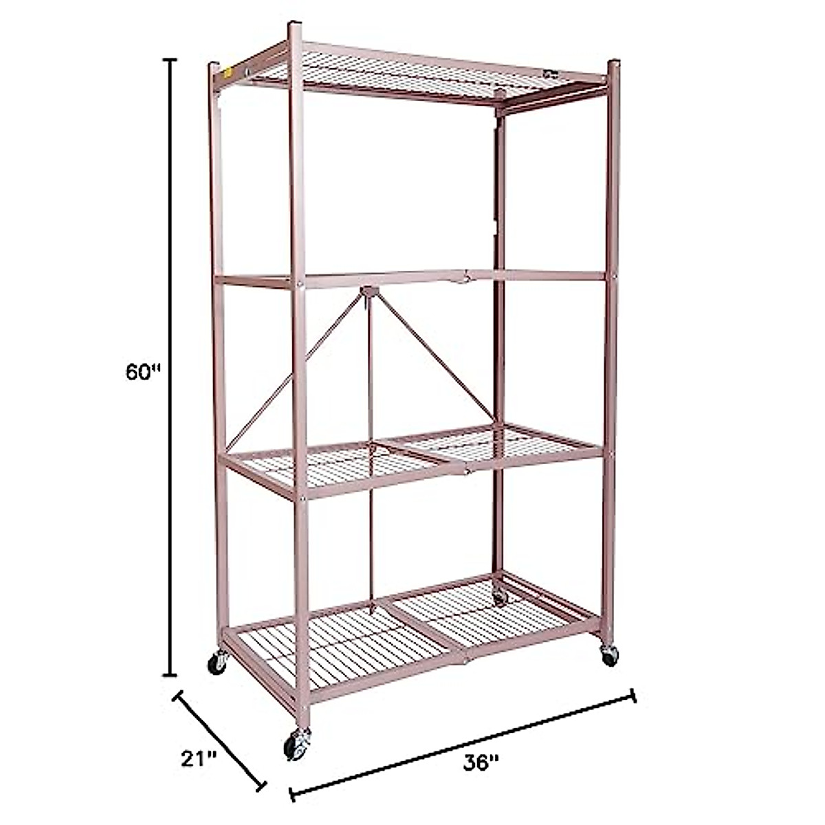 Origami R5 Foldable 4-Tier Garage Shelving Heavy Duty Shelving with Wheels, Metal Storage Rack Holds 1000 pounds, Garage Storage Rack & Organization, Storage Shelving (Rose Gold, R5 2-Pack)