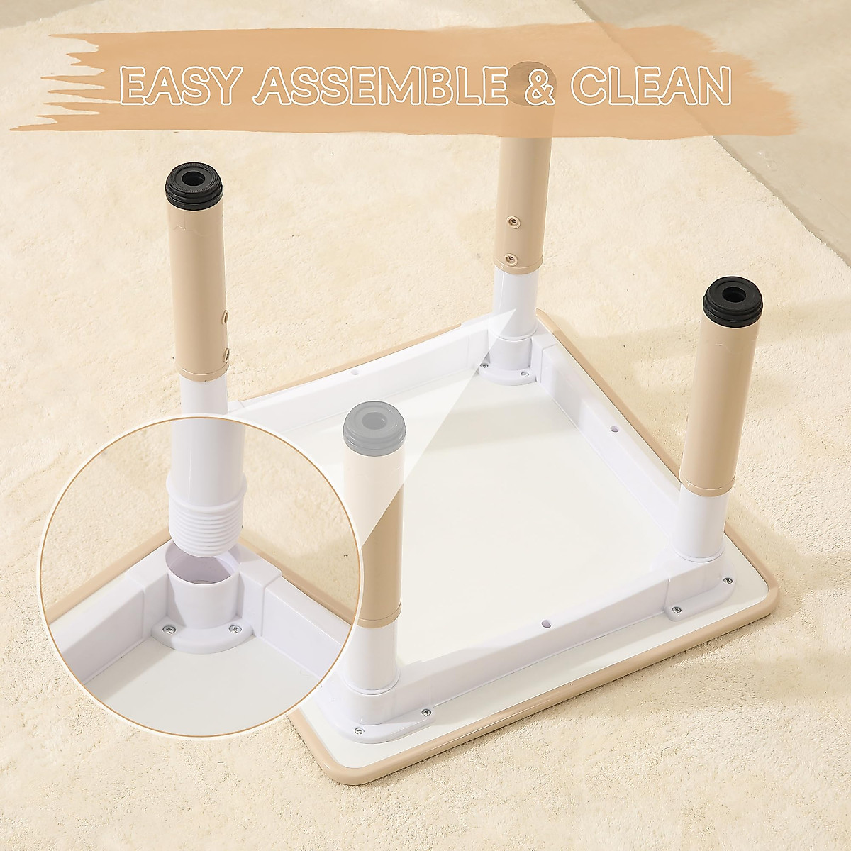 SINKIPA Kids Table and 2 Chairs Set, 23.6''L x 23.6''W Toddler Table and Chairs, Height Adjustable Kids Study Table for Ages 2-10, Graffiti Desktop Children Activity Table with Anti-Slip Foot Covers