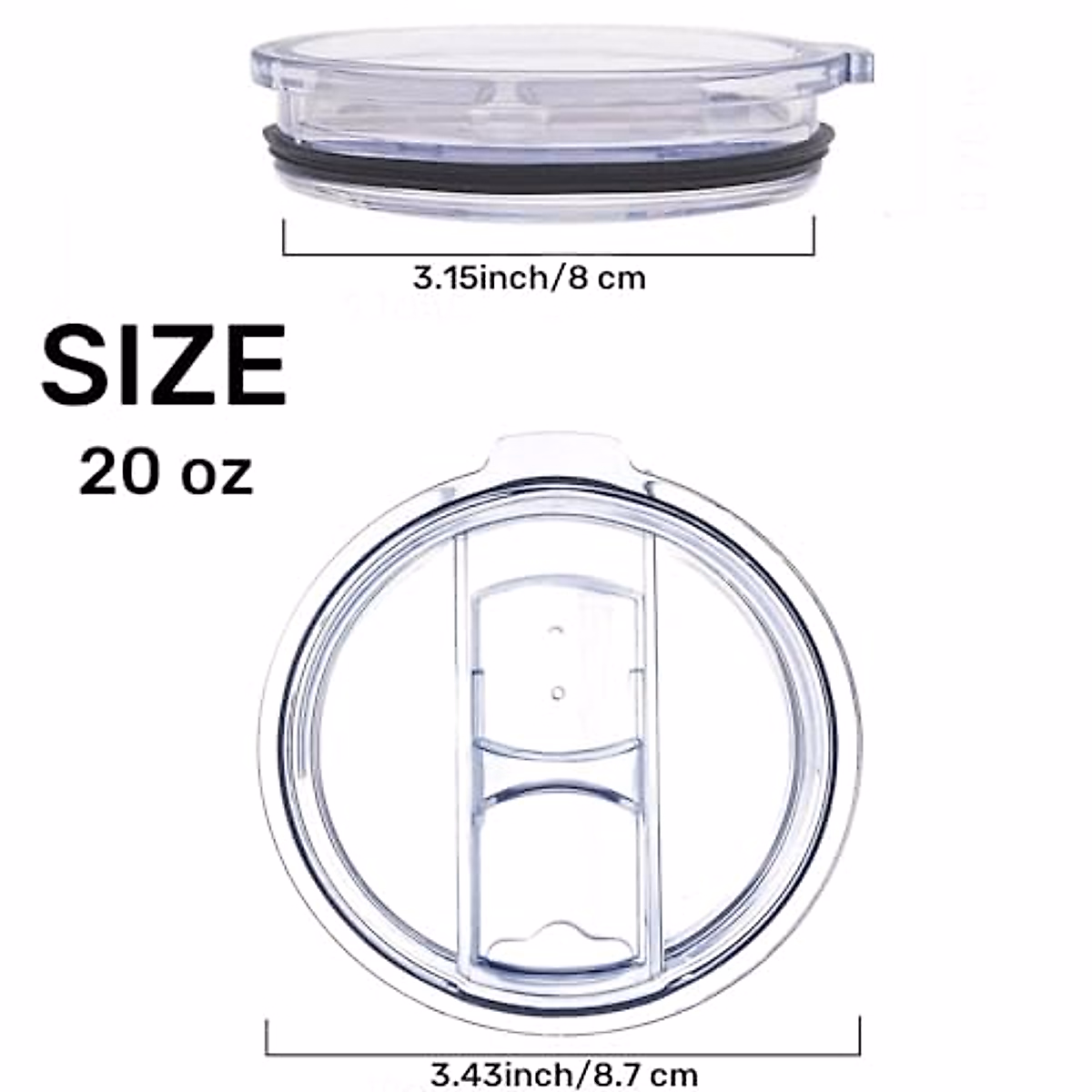 sweetfamily 2 Replacement Lids for Stainless Steel Tumbler Travel Cup,3.1 to 3.15 INCH Cup Mouth Compatible with YETI Rambler and More Tumbler Cups,Spill Proof Splash Resistant Sliding Covers (20 oz)