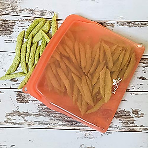 SWOOFE Reusable Silicone Food Bag | Sandwich Size 30 Oz (Coral) | Eco-Friendly | Plastic Free Storage Lunch Bag | Great for Cooking, Sous Vide, or Freezer use | Leakproof, Dishwasher-Safe.