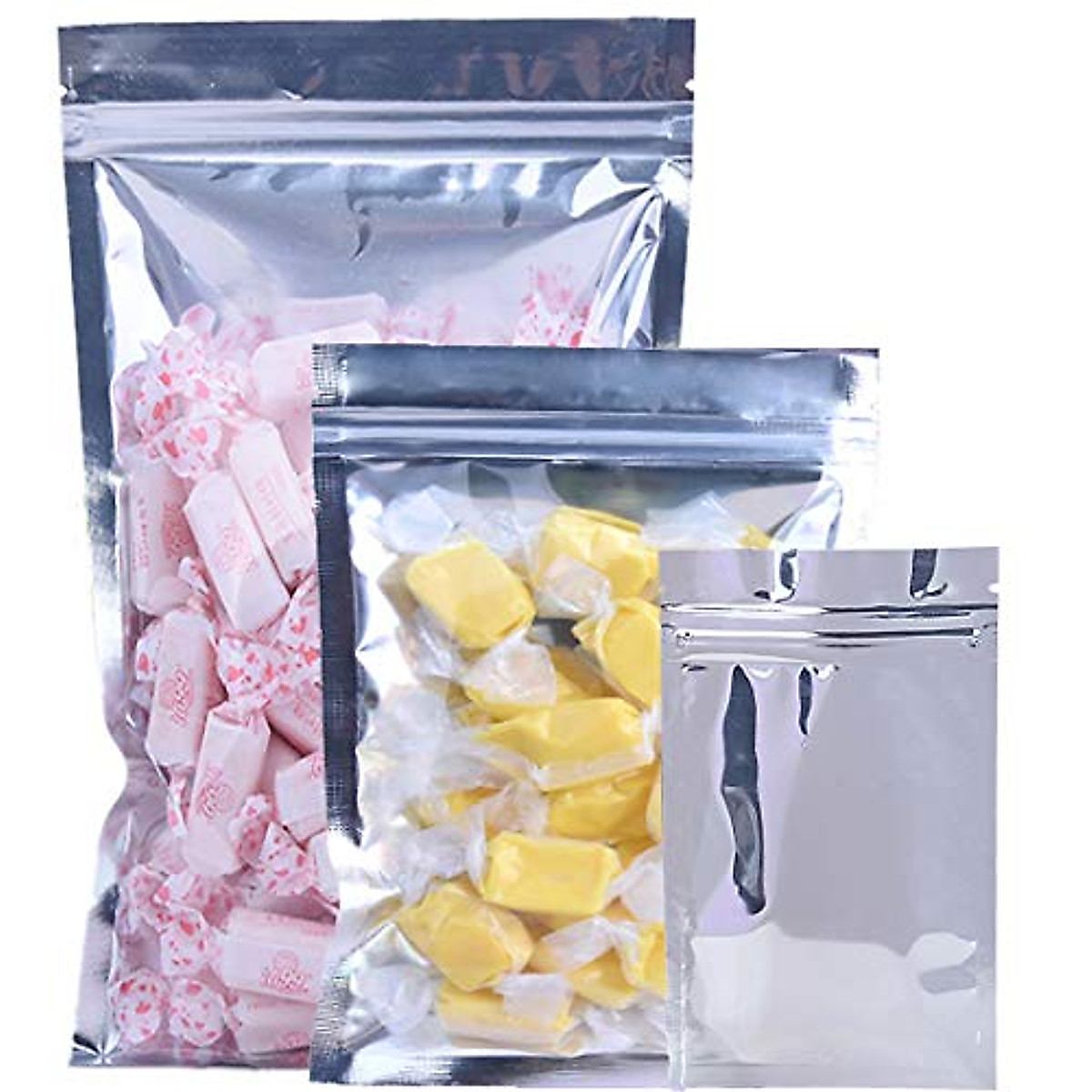 Daarcin 3 Sizes 30pcs Mixed Mylar Ziplock Bags | Foil Pouch Resealable Smell Proof Bags | Sealable Heat Seal Bags for Candy and Food Packaging