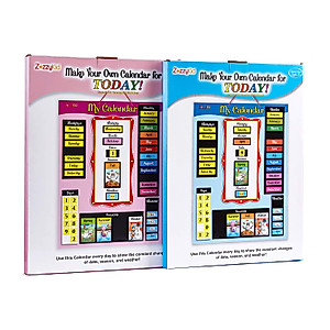 ZazzyKid Magnetic Calendar & Weather Chart for Kids - Preschool Daily Calendar Learning for Days of the Week, Months, Weather & Season Blue