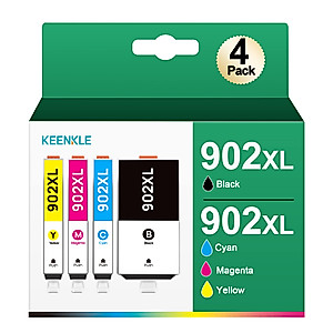 902 902XL Compatible Ink Cartridge Replacement for HP 902XL 902 Ink| Use with Officejet 6978 6968 6962 6958 6970 6950 6960 Printer Tray (Black, Cyan, Magenta, Yellow, 4 Pack)