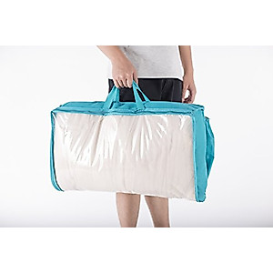 Amelitory Underbed Storage Bag Bedding Container Zippered Comforter Organizer Large Capacity Fabric Lake Blue