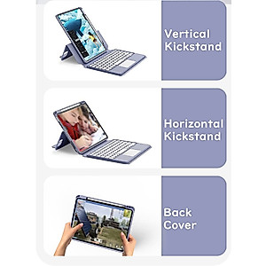 HENGHUI Magnetic iPad 10th Generation Keyboard Case with Touchpad Cute Color Keyboard Vertical Stand Movable Clear Back Case Detachable Keyboard (Dark Pink)
