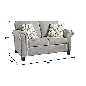Signature Design by Ashley Alandari Traditional Loveseat with 2 Accent Pillows, Gray
