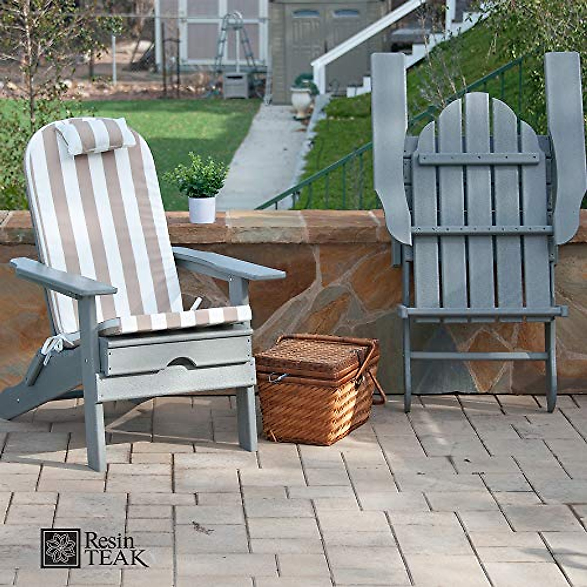 RESINTEAK Adirondack Chair, All Weather Resistant, HDPE Poly Lumber, Comfortable Patio Furniture, Premium Quality, Outdoor Plastic Adirondack Chairs, New Tradition Collection (Gray