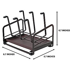 YEAVS Cup Drying Rack with Drain Tray, Bottle Drying Rack Stand with 6 Hooks, Mug Organizer, Brown