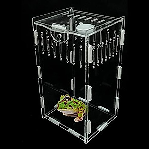 5x4x8 inch Magnetic Acrylic Reptile Case, Vertical Transparent Tarantula Enclosure Tank, Micro Habitat Terrariums Suitable Insect, Snails, Hermit Crabs, Lizards, Frogs, clear, Vertical：5x4x8(LxWxh)in
