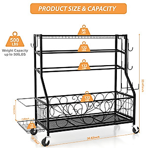 Weight Rack for Dumbbells, Yoga Mat Storage Rack, Home Gym Storage for Dumbbells Kettlebells Foam Roller and Resistance Bands,Workout Storage Organizer,All in One Home Gym with Hooks and Wheels