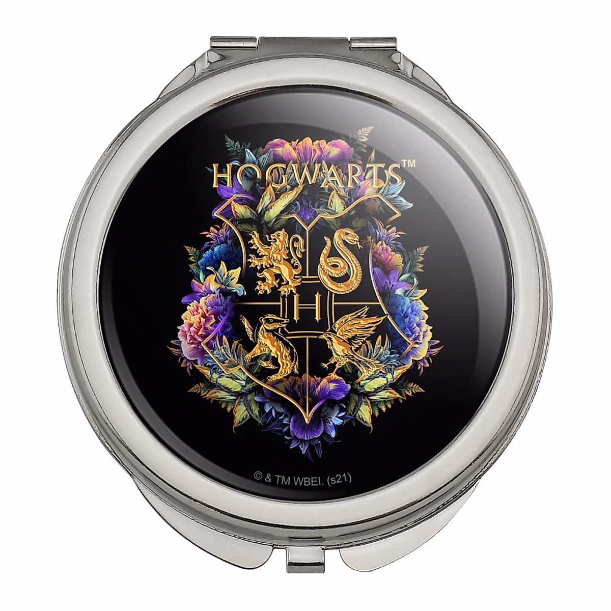GRAPHICS & MORE Harry Potter Hogwarts Floral Crest Compact Travel Purse Handbag Makeup Mirror