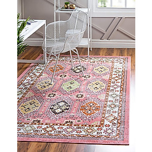 Unique Loom Aarhus Collection Area Rug - Southwestern (5' 1" x 7' 10" Rectangle, Rose/ Green)