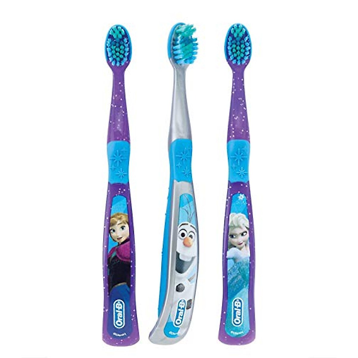 PG Disney Frozen Kids Toothbrush Bundle Featuring Elsa, Anna & Olaf - (Pack of 3) Plus Dental Gift Bag & Tooth Saver Necklace