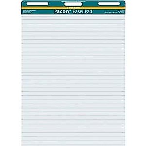 Pacon PAC3386-A1 1" Ruled Easel Pad (50 Sheets), 27" x 34", white