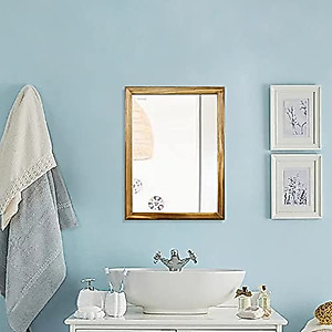 AAZZKANG Rustic Mirrors for Wall Rectangle Wood Frame Mirror Farmhouse Bedroom Bathroom Decorative Mirror with Hanging Rope