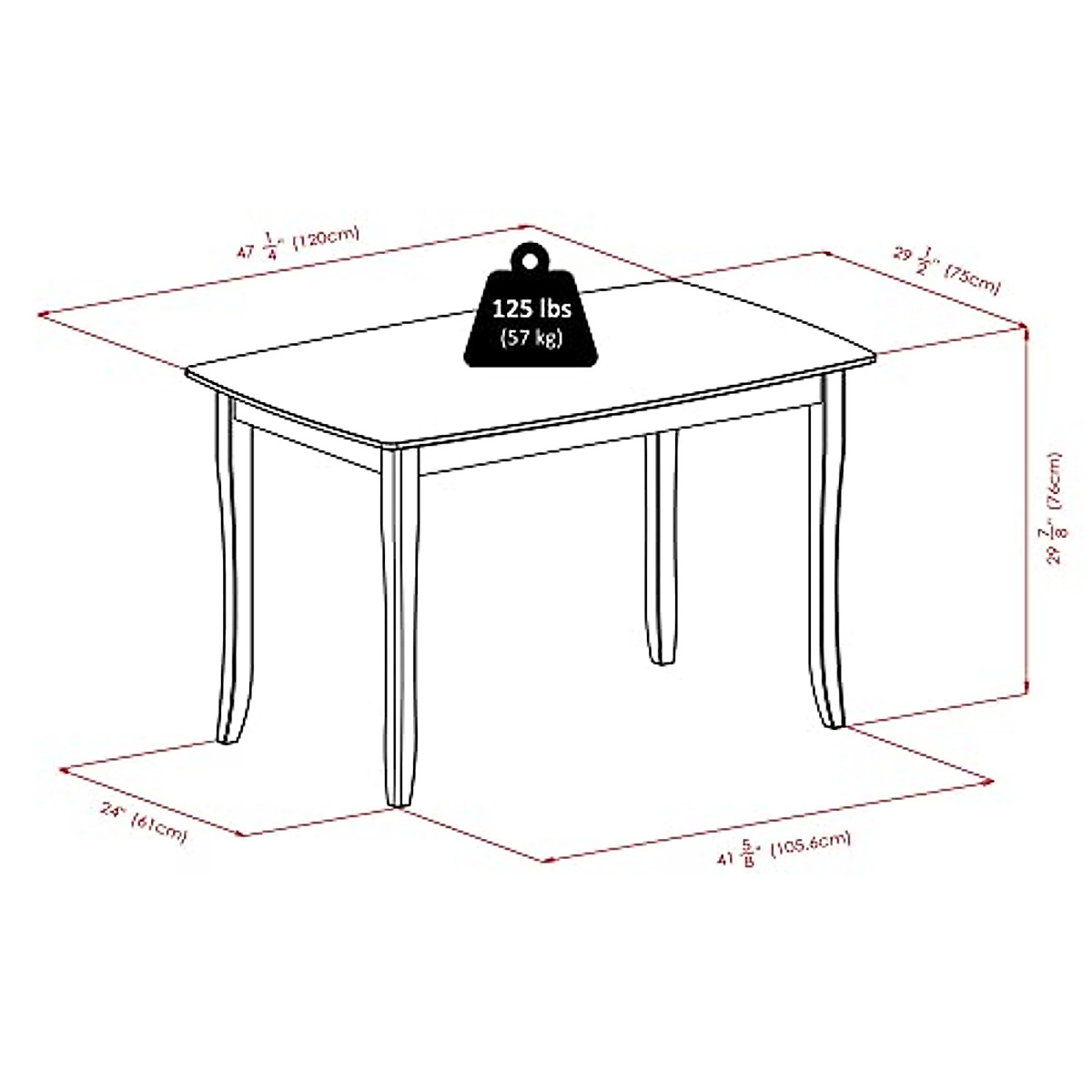 Winsome Inglewood Dining Table, Walnut, 47.24x29.53x29.13