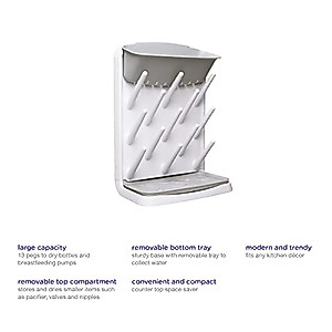 Ubbi Vertical Baby Bottle Drying Rack, Countertop Drying Rack Baby Accessory, Gray