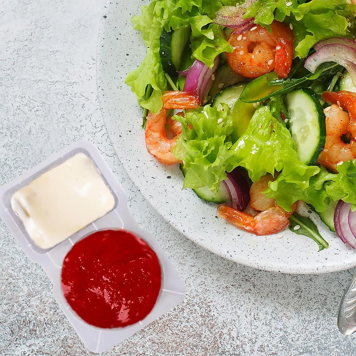 20PCS Double Compartment Condiment Container, Portable Reusable Sauce Container with Lids, Dual Compartment Container for Takeaway Sauces, Dips and Sampling