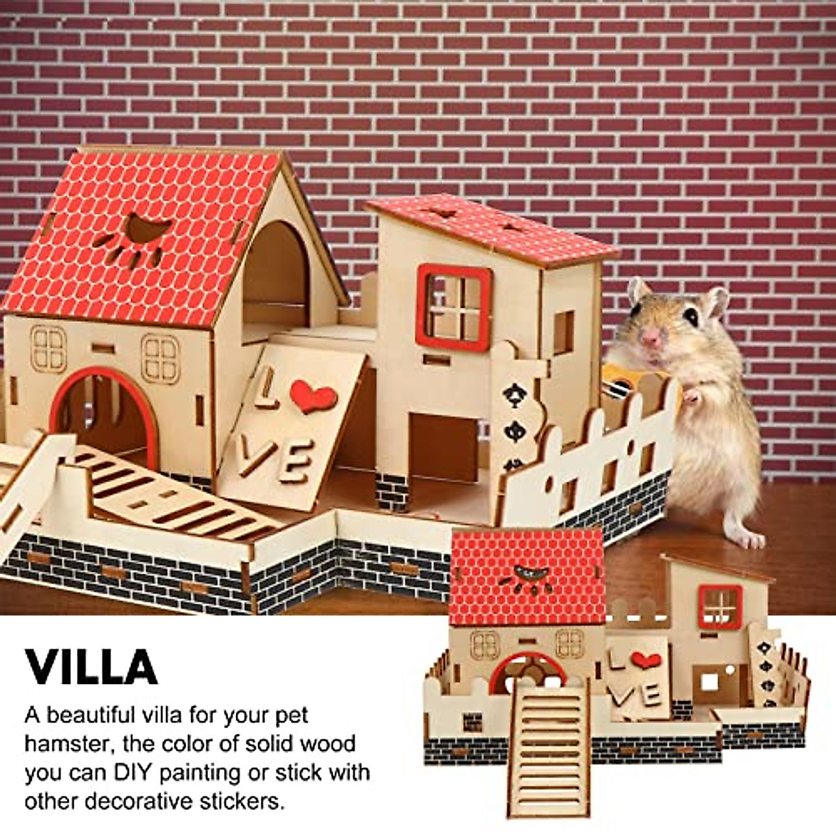 STOBOK 1Pc Wooden Hamster House with Ladders, Hamster Toys Hamster Hideout Hamster Maze Hamster Platform Gerbil Toys Hamster Cage Accessories for Small Animals