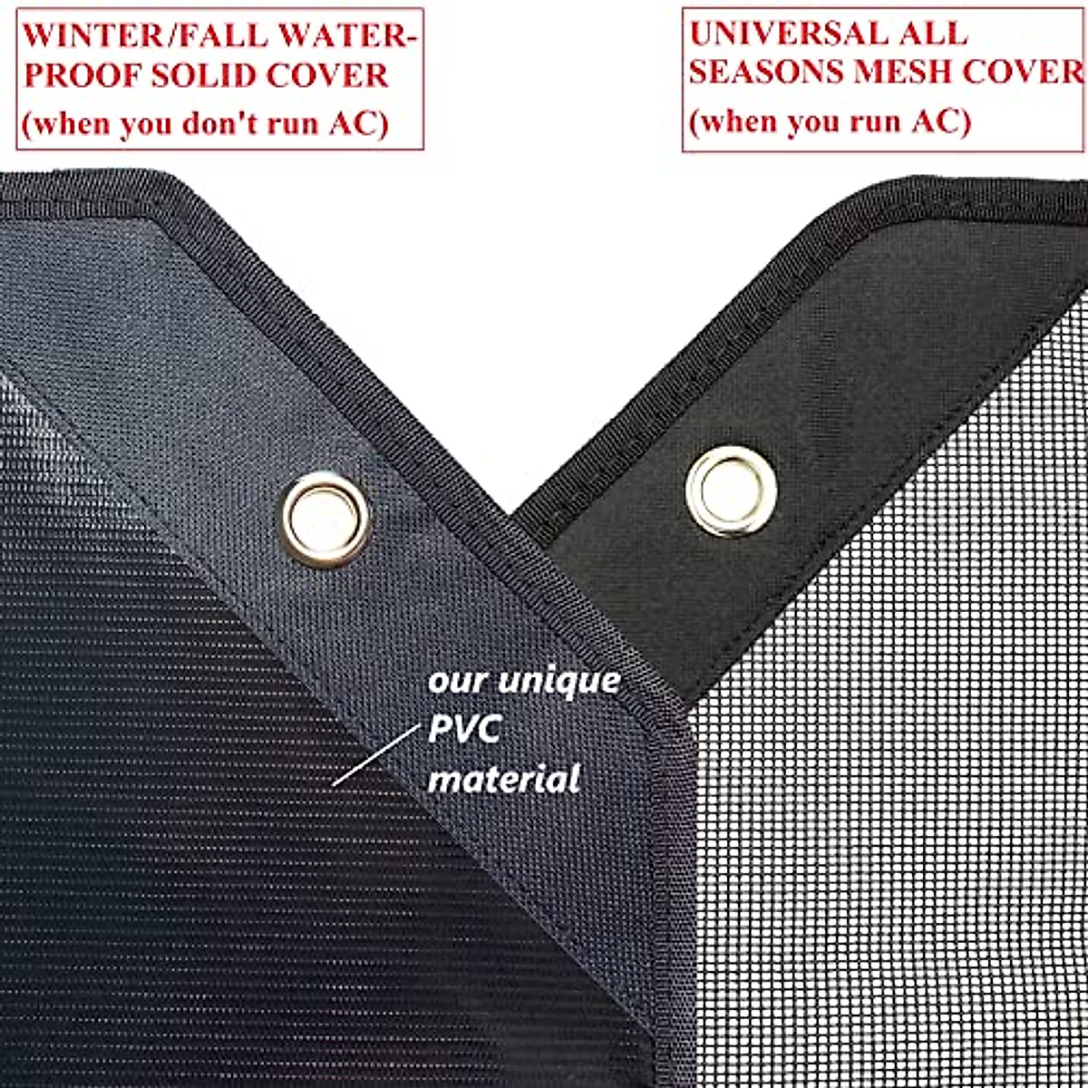 MODERN WAVE - 2 (Two) Central Air Conditioner Covers for Outside Units 36 x 36 inch - 1 (One) Top Universal Mesh Cover and 1 (One) Winter Waterproof Outdoor AC Defender Cover (Black, 36" x 36")
