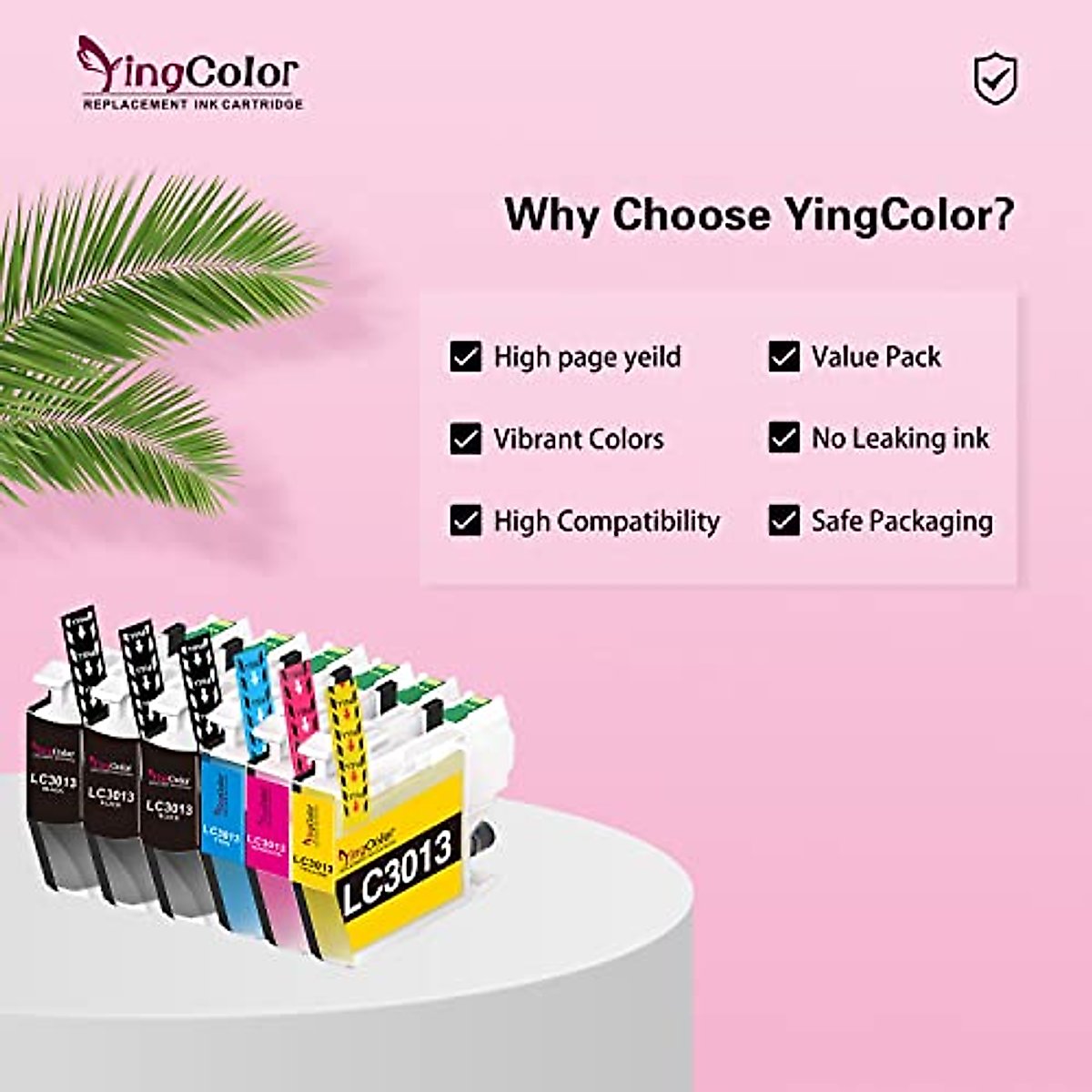 YingColor Compatible LC3013 Ink Cartridge BK/C/M/Y Replacement for Brother LC3013 Use for Brother MFC-J895DW MFC-J497DW MFC-J491DW MFC-J690DW Printer (3BK, 1C, 1M, 1Y, 6PK)