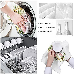 zzsunfeel Kitchen Towels Reversible for Drying Dishes, Sunflower Farm Floral Pig Set of 1 Dishcloths Cotton Hand Towels, Absorbent Dish Towels for Kitchen Counter Tea Towels 18"x 28"