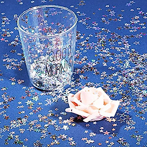 HESTYA 60 g Star Confetti Glitter Star Table Confetti Metallic Foil Stars for Party Wedding Festival Decorations (Glitter Silver, 10mm and 6mm)