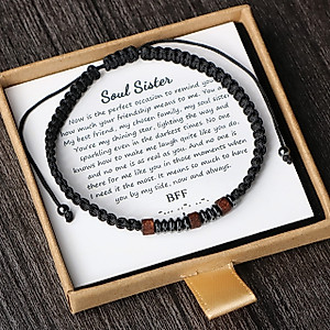 JoycuFF To My Soul Sister Bracelets from Sister Birthday Mother's Day Thanksgiving Day Christmas Gifts for Best Friend Morse Code Bracelets for Women Bff