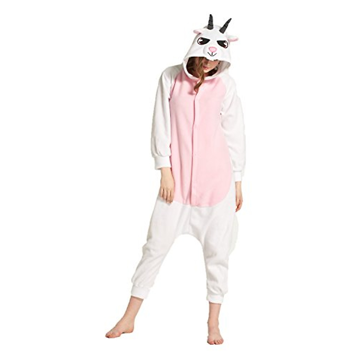 MizHome Halloween Costume Goat Hooded Pajamas Kigurumi Cosplay Goat L