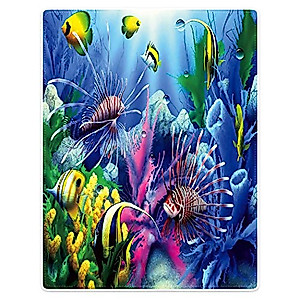 HommomH Fish Blanket 60"x80" Colorful Ocean Animals Soft Fluffy Fleece Throw for Sofa Bed