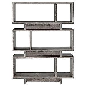 Coaster Home Furnishings Reid 3-Tier Geometric Bookcase Weathered Grey