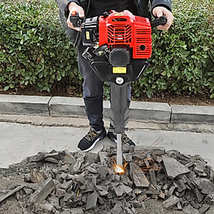 Gasoline Demolition Jack Hammer, 52cc 2in1 Gasoline Concrete Breaker Drill 2 Stroke Gas Powered Demolition Jack Hammer Concrete Breaker Punch Drill Jack Hammer with 2 Chisels for Heavy Concrete
