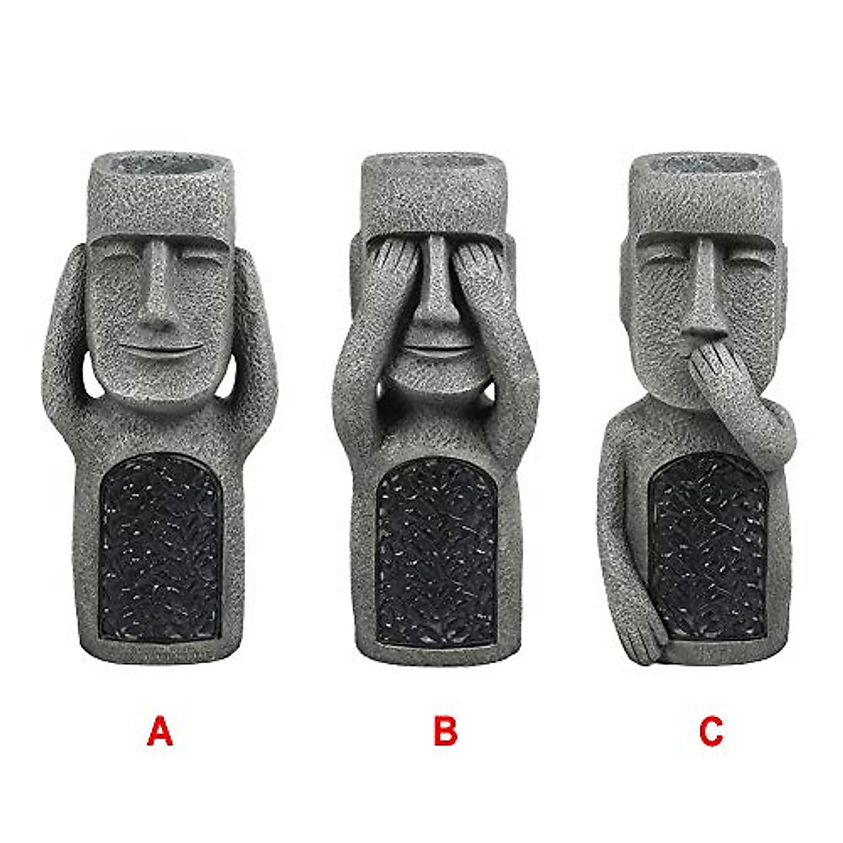 VELIHOME Outdoor Statues Decoration,Statue Path,Pathway Statues,Path Outdoor Statues,See Hear Speak No Evil Garden Easter Island Statues,Creative Garden Resin Sculpture Outdoor (C)