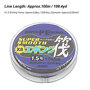 Fishing Line, High Strength PE Fishing Wire Strong Water Cutting Standard Line Diameter Long Service Life Soft for Fishing(1.5)