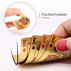 ACELION Waterproof Playing Cards, Plastic Playing Cards, Deck of Cards, Gift Poker Cards (Gold)