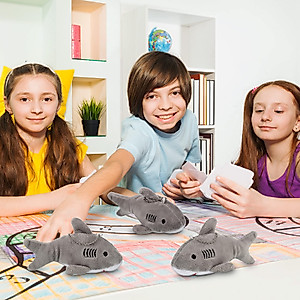 Chalyna 12 Pcs Shark Party Favors Mini Shark Stuffed Animal Shark Plush Toys Shark Keychain Tiny Ocean Animal Toys, 4.7 Inch(No Light,Gray)