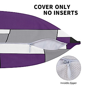 ChangQingArt Purple White Black Grey Geometry Throw Pillow Covers Shells for Couch Office Bedroom Home Decoration, 18"X18"