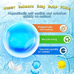 24 PCS Reusable Water Balloons Water Balls, Soft Silicone Quick Fill Balloons Splash Fun,Outdoor Backyard Summer Splash Party Easy Quick Fun Water Fight Game for Swimming Pool