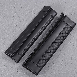 VOSAREA 2pcs Auto Car Lambskin Seatbelt,Car Shoulder Seatbelt Strap Pads Cover,Adjustable Universal Car Seat Strap Protector for Safety Driving (Black)