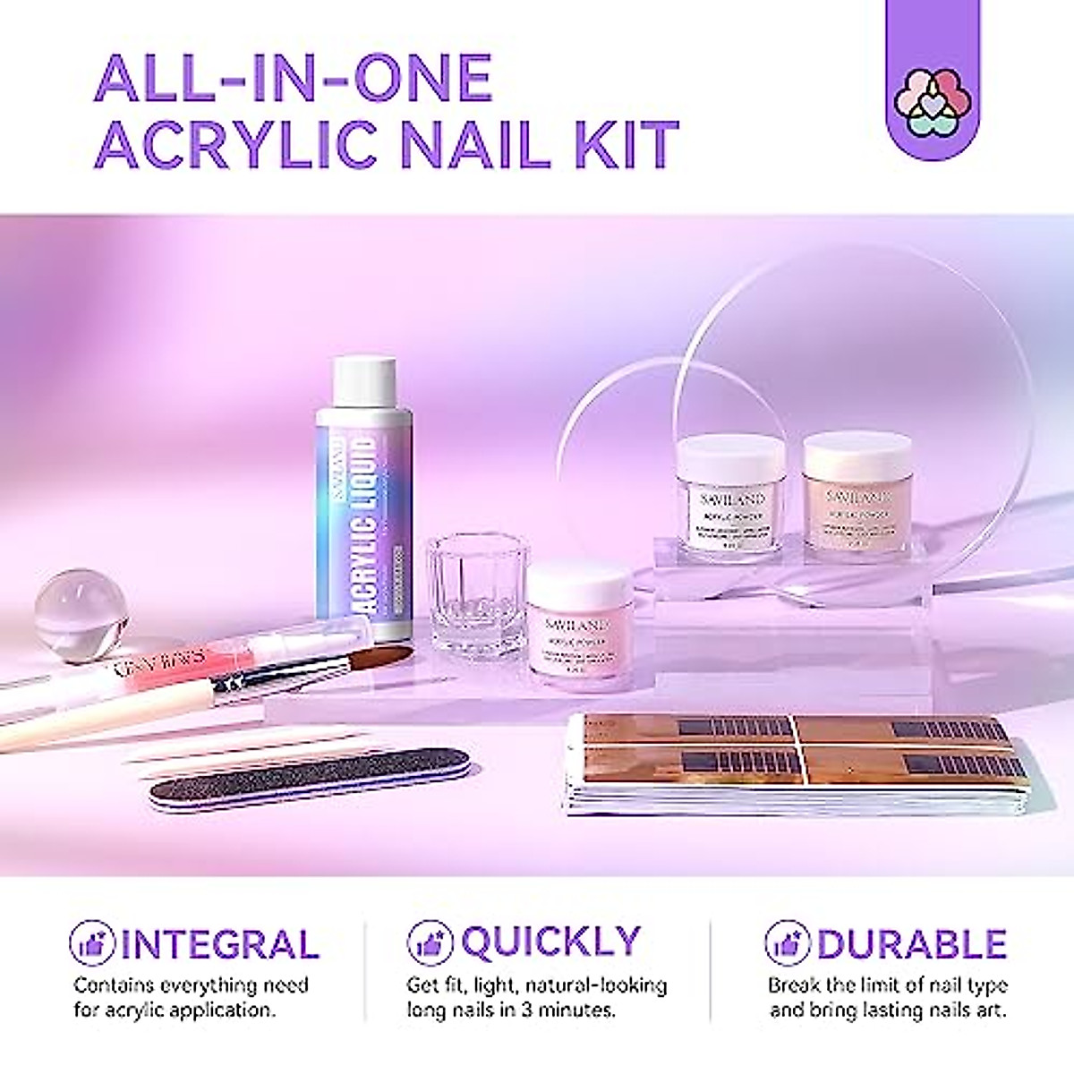Saviland Acrylic Nail Kit French Sculpture Set: Clear/Nude/Pink Acrylic Powder and Liquid Set Acrylic Nail Brush Cuticle Oil for Nail Care Professional DIY Acrylic Nail Art Beginner Acrylic Nail Kit