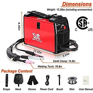 OPTICO MIG 135E Welder Machine, 110/120V IGBT Welding Machine, Gasless Flux Cored Welder, Automatic Wire Feed Welder with 40-100A for Beginner, DIY Home Portable Welding Machine Kit with Mask