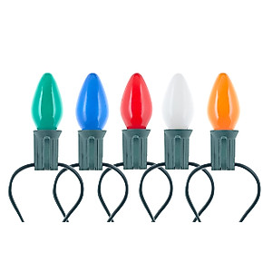 Creative Hobbies® Box of 25 Light Bulbs, Ceramic Opaque Red, Steady Burning, 7 Watt Incandescent, C7 Candelabra Base - Great for Christmas Strings and Decorative Lights