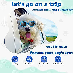 APOSU Dog Sunglasses Small Breed Goggles UV Protection with Adjustable Strap Doggy Heart Shape Anti-Fog Sunglasses Eye Wear Protection for Puppy Sun Glasses Doggie Windproof Glasses (Blue)