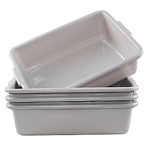 Oymlclivisa 25 L Plastic Commercial Bus Tubs, Restaurant Bus Boxes, Gray, 4 Packs